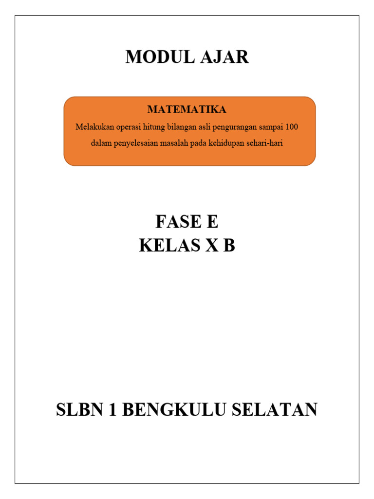 Modul Ajar Pengurangan untuk Tunarungu | PDF