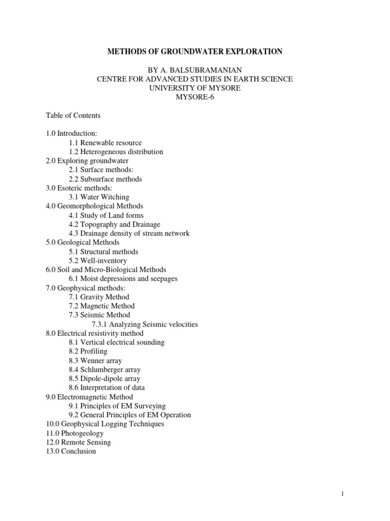 Groundwater Exploration Techniques Overview | PDF | Geophysics ...