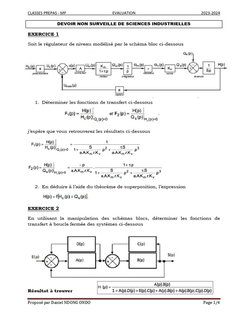 Devoir Final 1 MP Non Surveille de Sciences Industrielles | PDF | Soupape | Mécanique