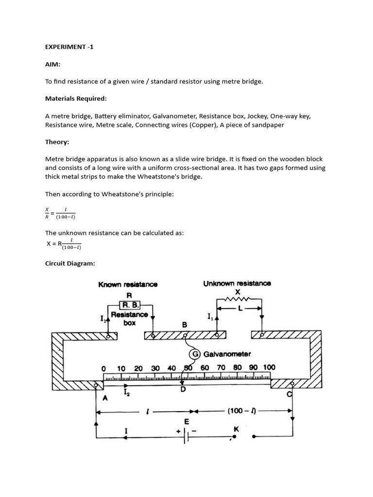 To Find Resistance of A Given Wire - Standard Resistor Using Metre ...