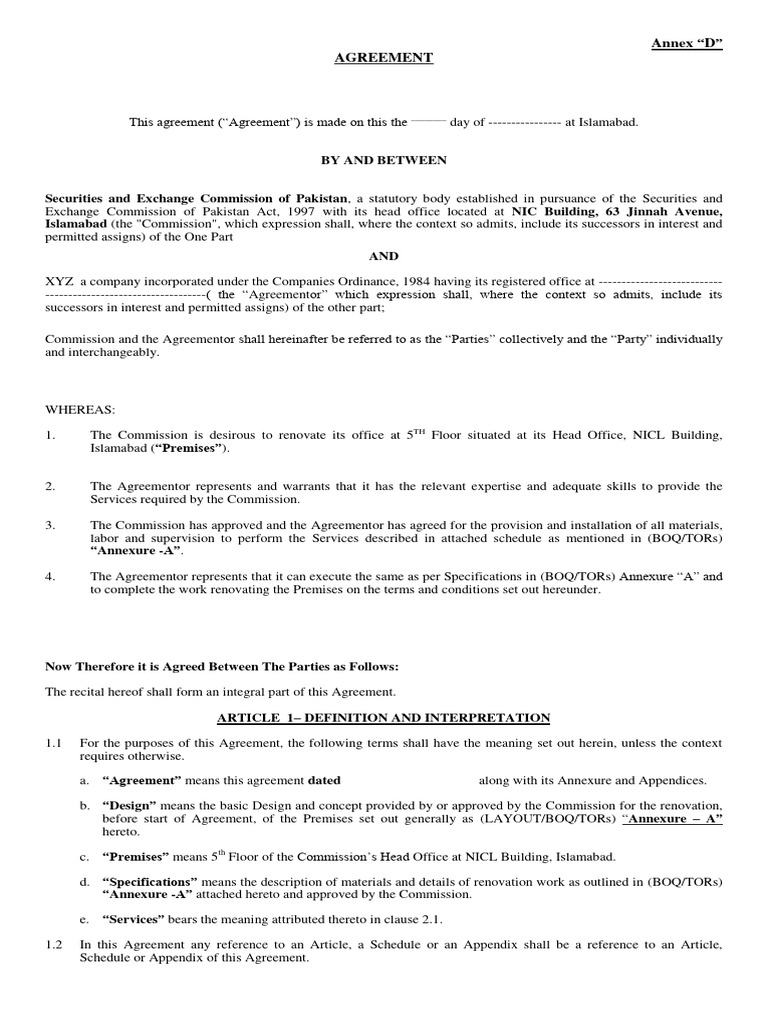 Draft Contract | PDF | Arbitration | Breach Of Contract