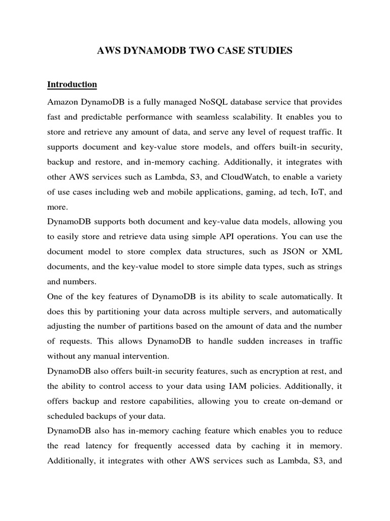 DynamoDB Use Cases for Developers | PDF | Cache (Computing) | Amazon Web Services
