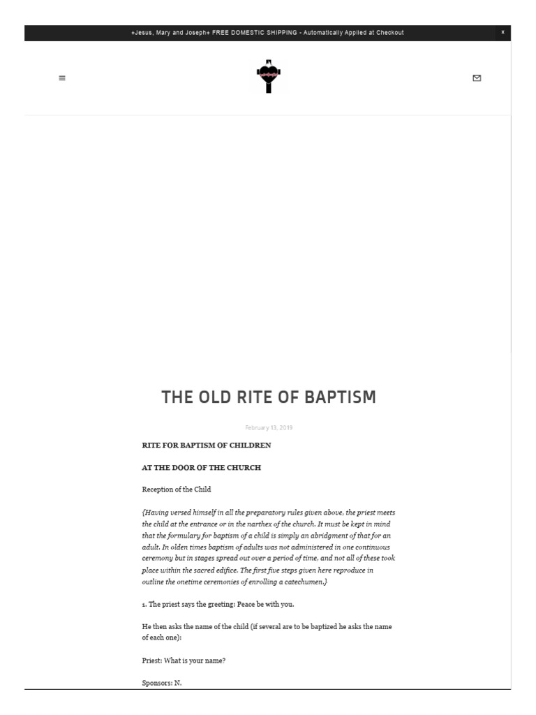 The Old Rite of Baptism - Catholic Sacramentals | PDF | Baptism | Anointing
