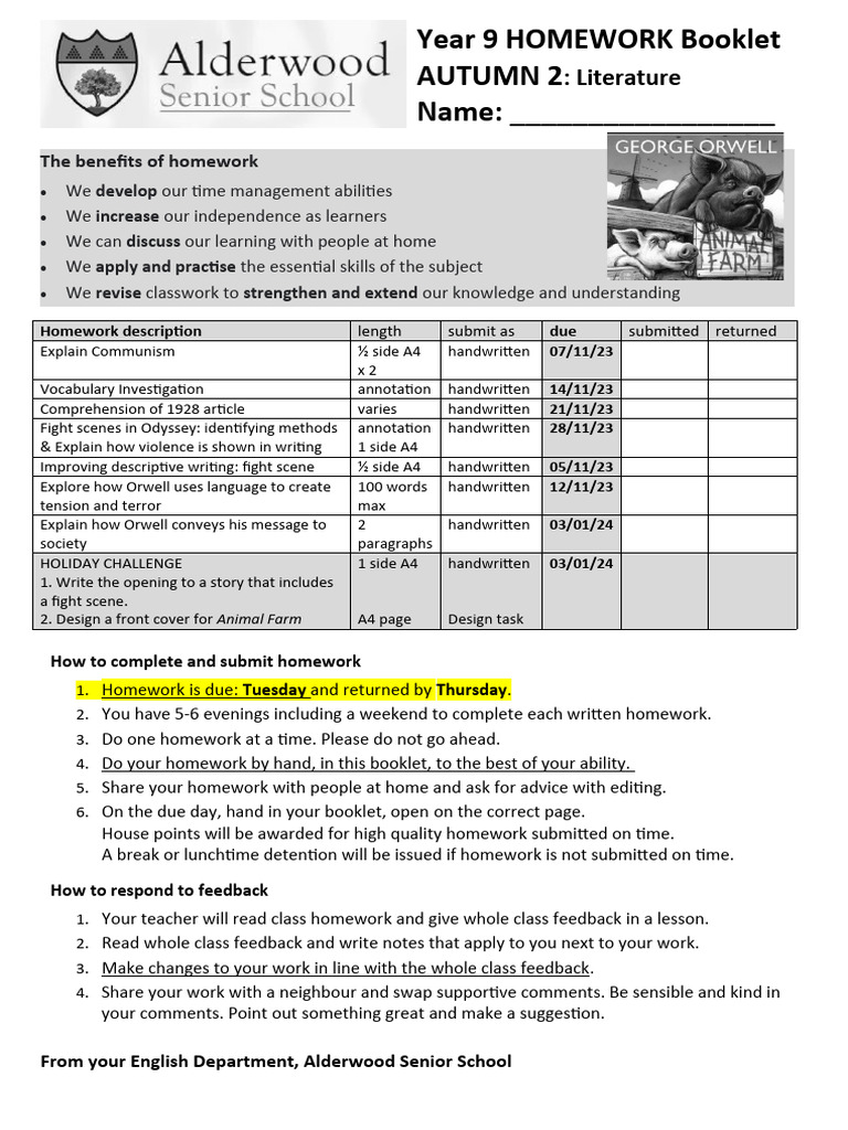 Year 9 Homework Guidelines | PDF | Vladimir Lenin | Karl Marx