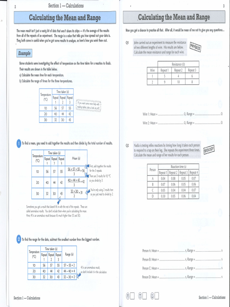 Calculating Mean & Range | PDF