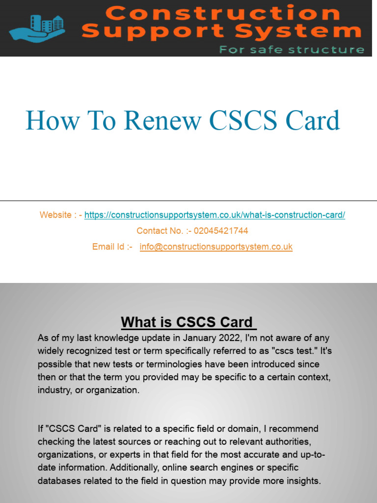 Renew CSCS Card | Download Free PDF | Usability | Information Technology