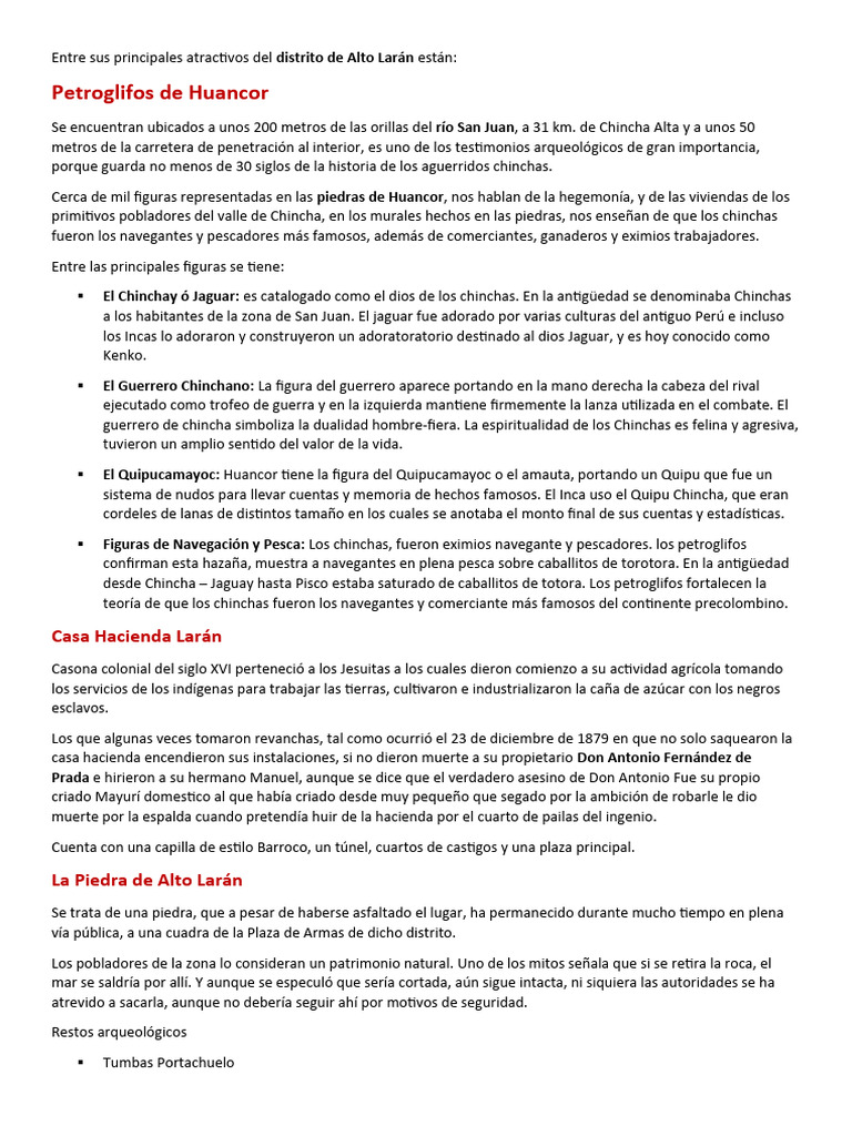 Alto Laran Atractivos Turisticos | PDF | Historia