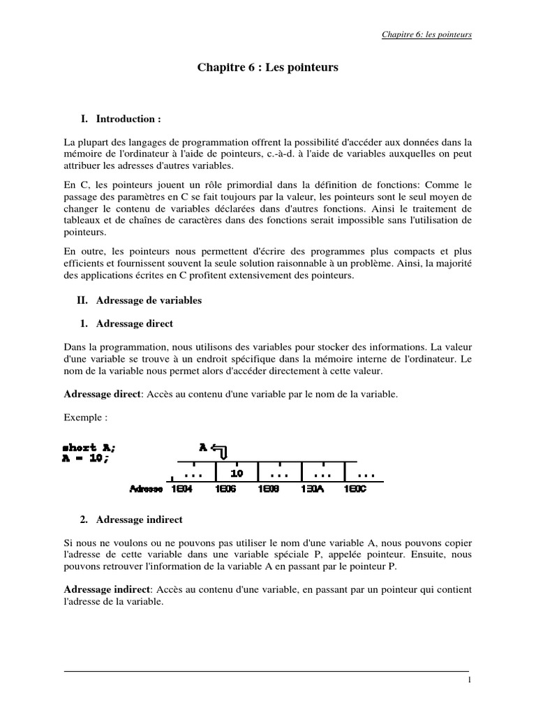 Chapitre 6 | PDF | Pointeur (programmation) | Variable (informatique)