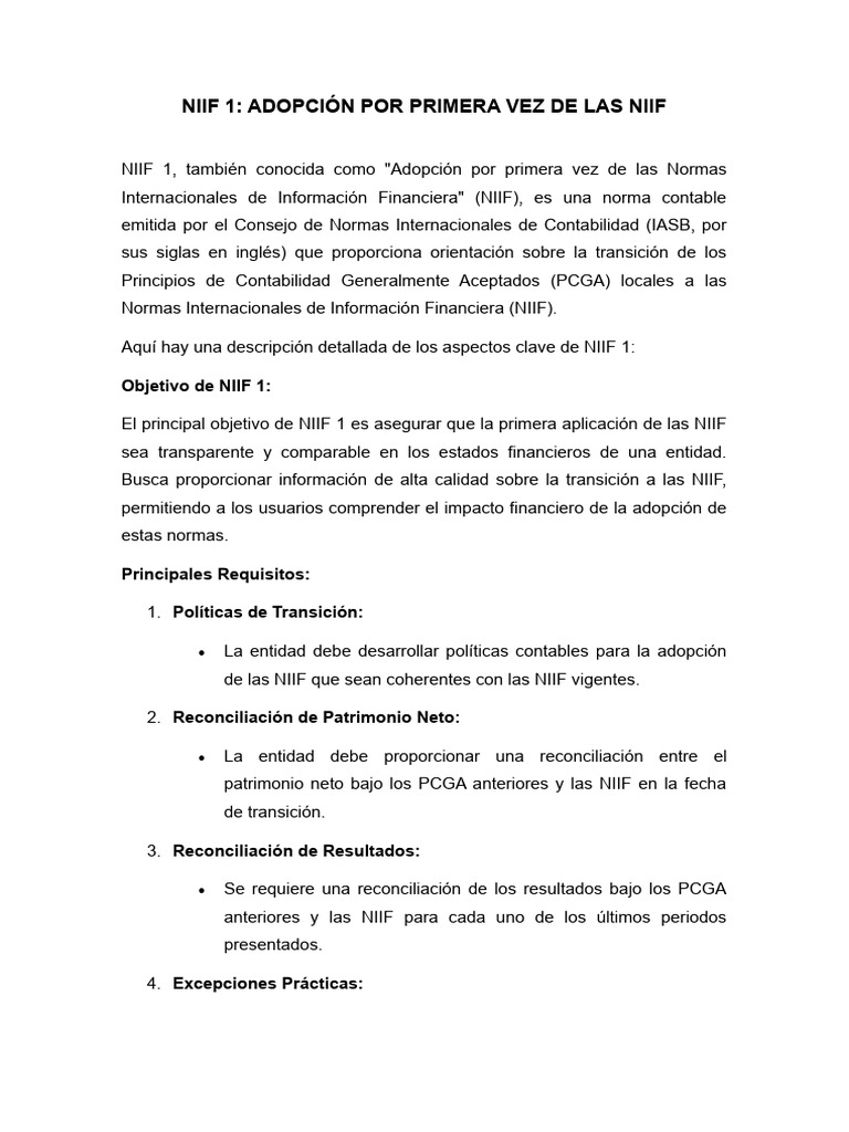 Niif 1 Adopción Por Primera Vez de Las Niif | PDF | normas ...