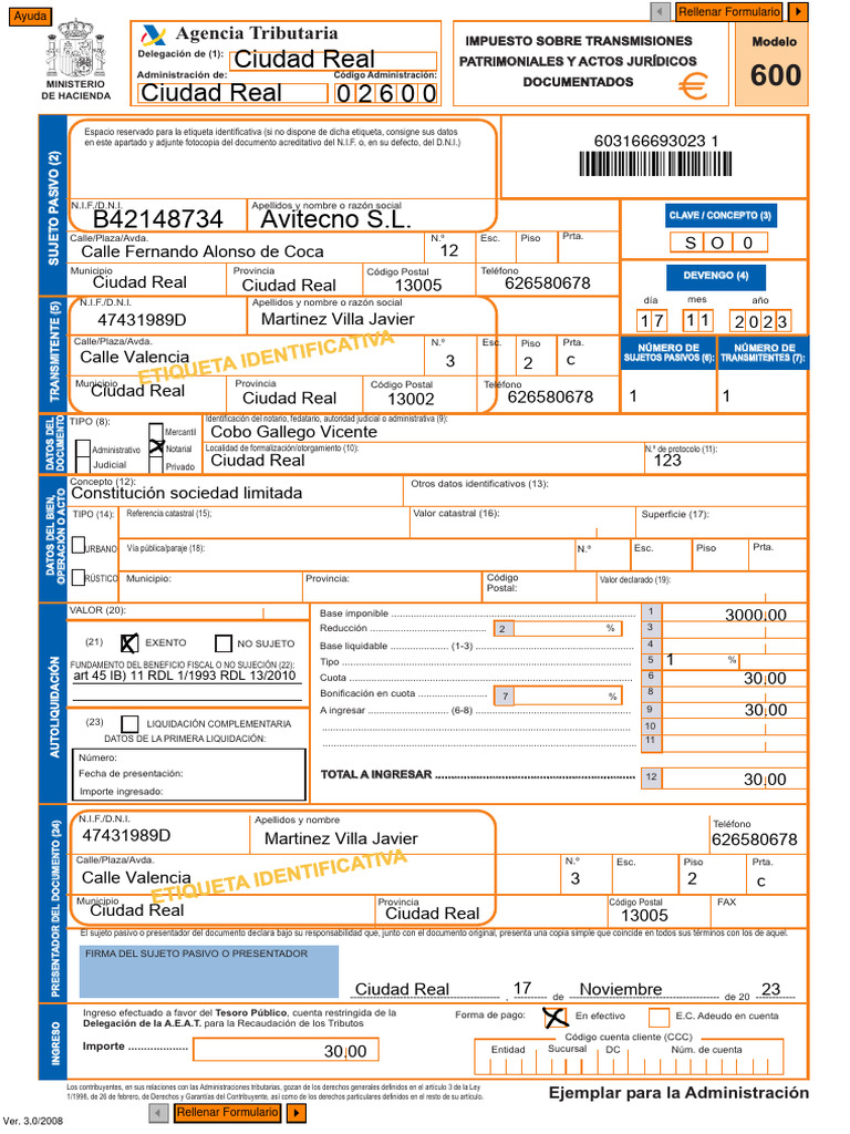 Mod 600 e | PDF | Impuestos | Contribuyente