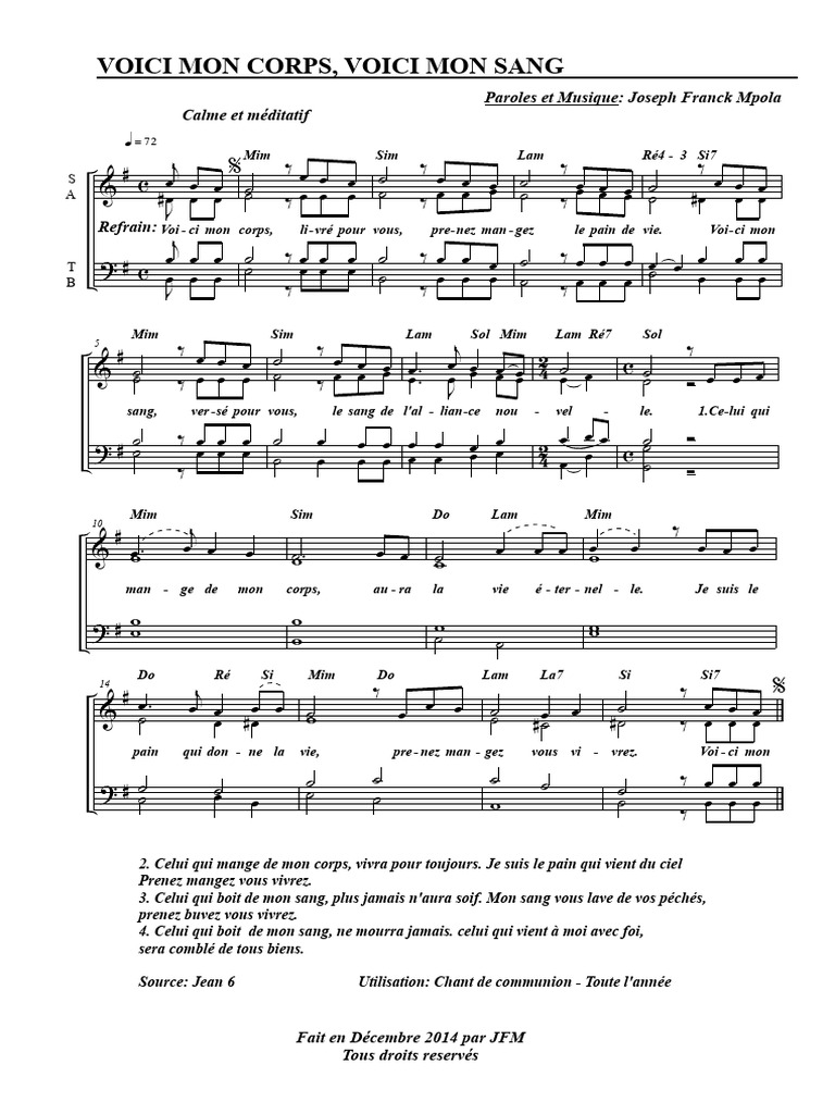 Voici mon corps et mon sang | PDF