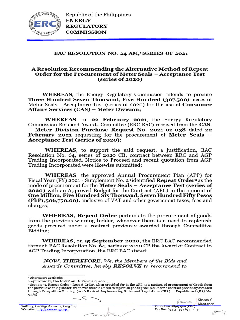 1.+BAC+Resolution+No+24+AM.+Repeat+Order+ (Meter+Seals+-+Acceptance ...