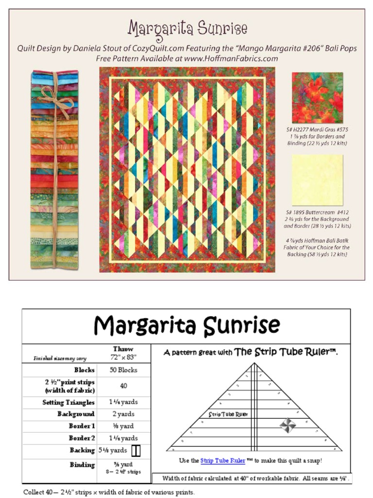 Margarita Sunrise Quilt Pattern | PDF | Seam (Sewing) | Quilt