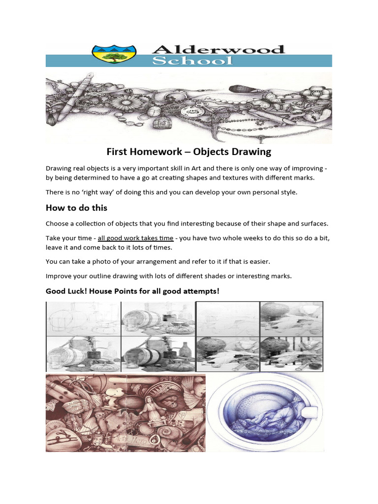First Homework - KS3 - Still life drawing | PDF