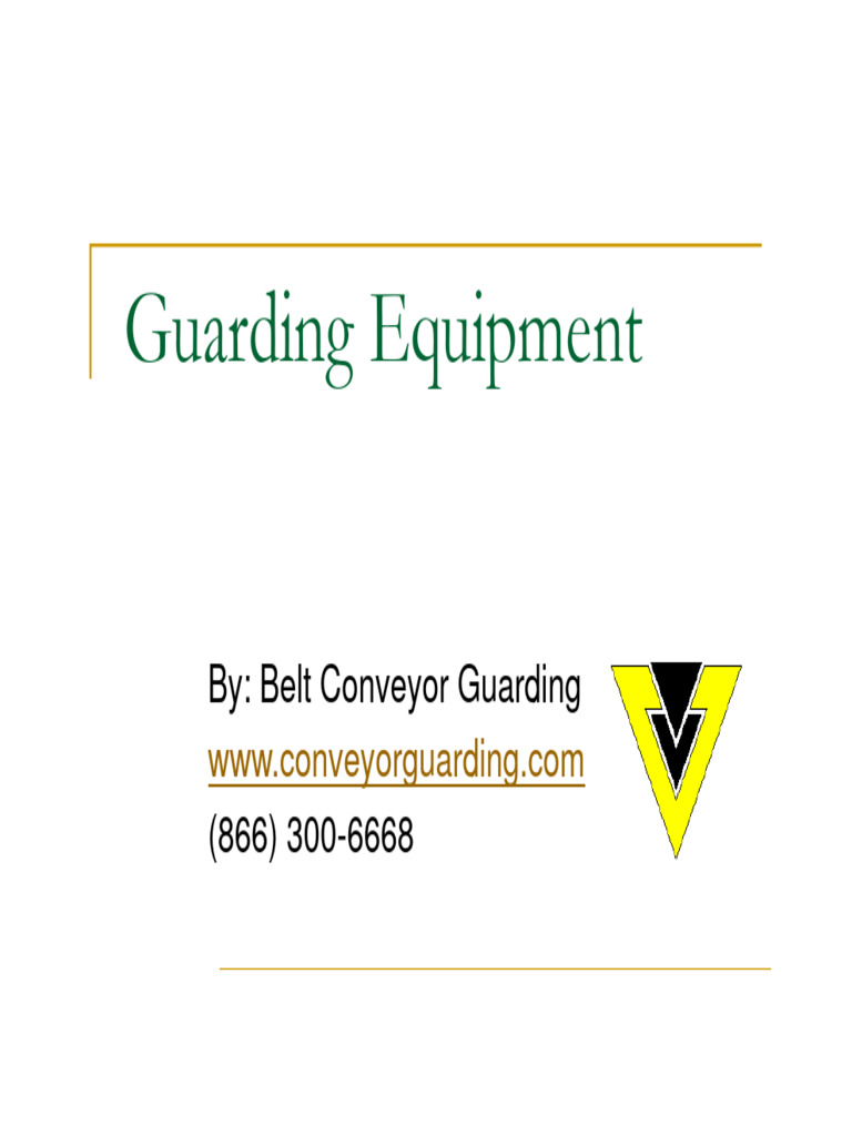 Guarding Equipment - Belt Conveyor Guarding | PDF | Occupational Safety ...