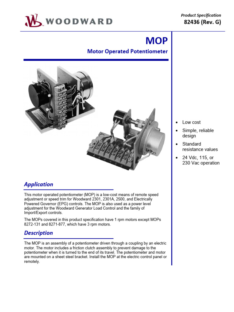 Motor Operated Potentiometer: 82436 (Rev. G) | PDF | Electric Motor ...