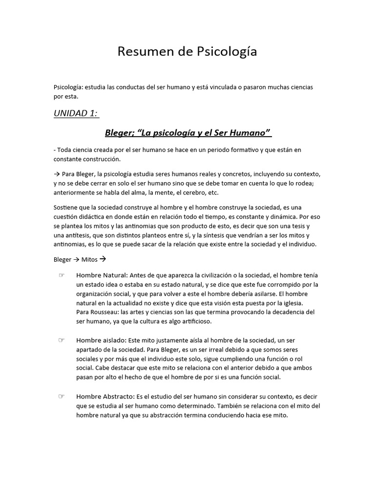 Resumen de Psicología 2022 - Stasiejko | Descargar gratis PDF | Empirismo | Positivismo