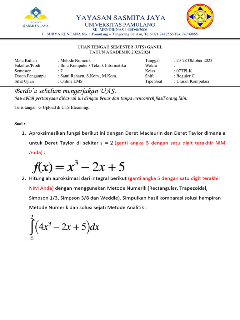 UTS Metode Numerik | PDF
