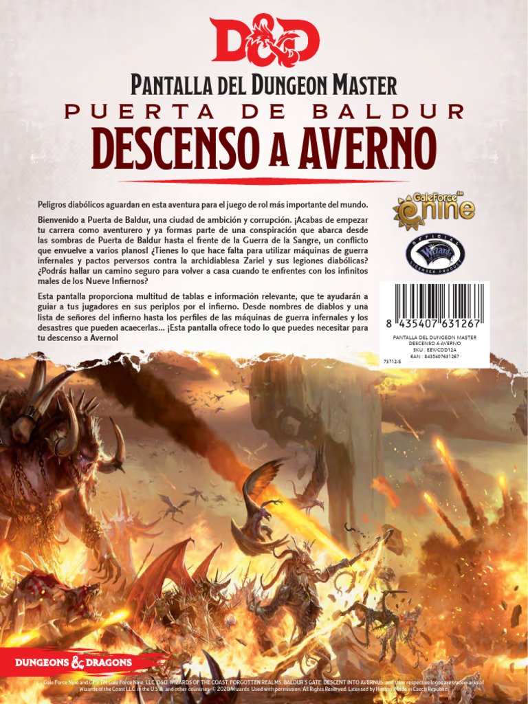 Pantalla del DM - Puerta de Baldur - Descenso a Averno | PDF