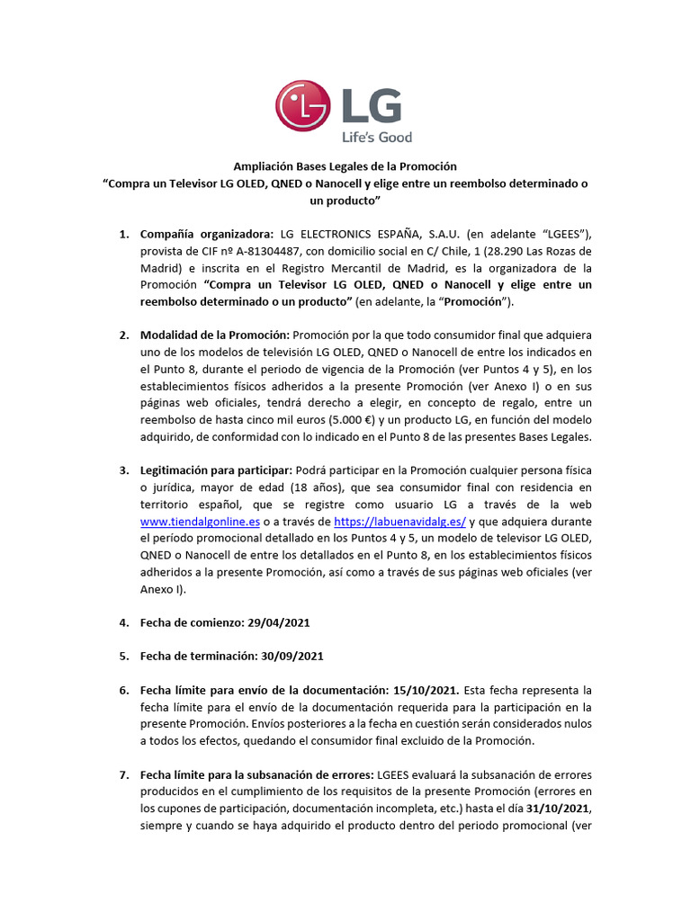 Bases Legales LG Oled | PDF | Justicia | Crimen y violencia