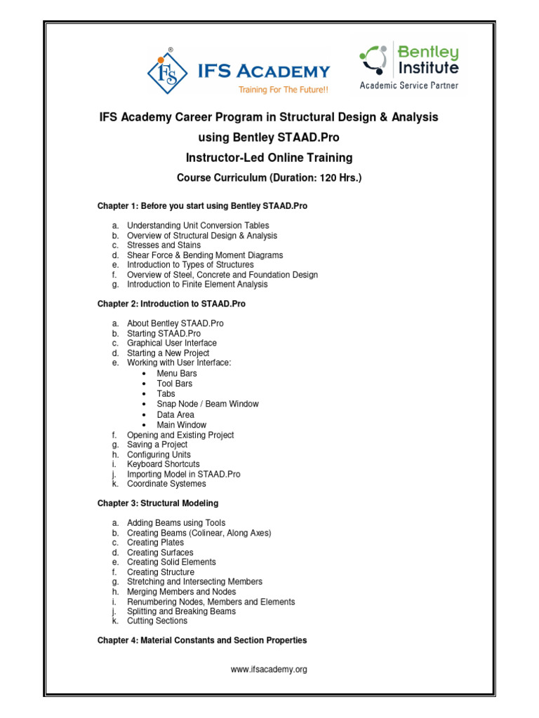 IFS Academy Career Program in Structural Design Analysis Using Bentley ...