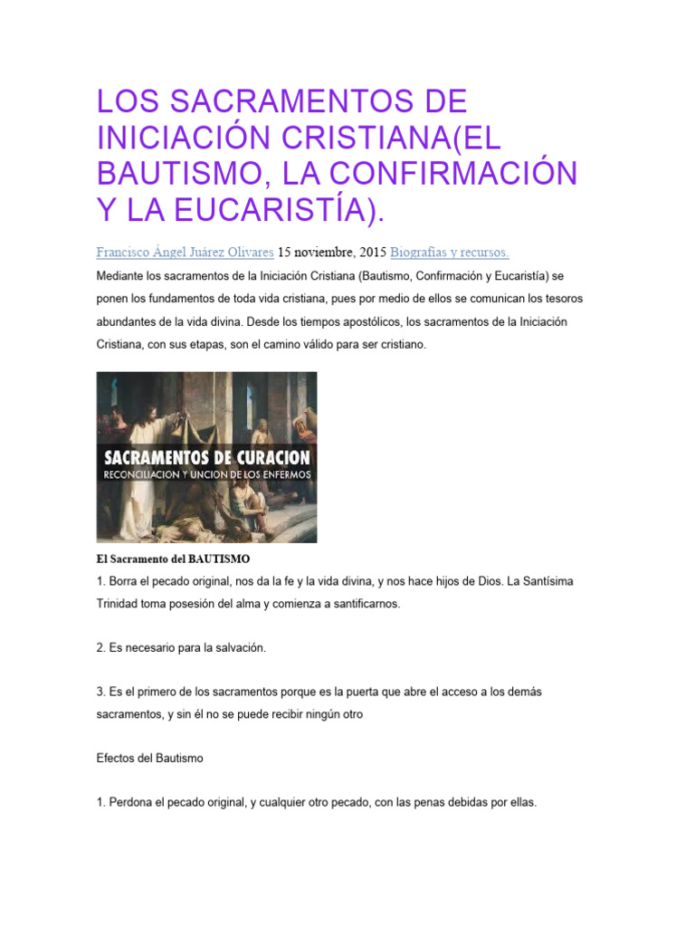 Los Sacramentos de Iniciación Cristiana | PDF | Confirmación | eucaristía