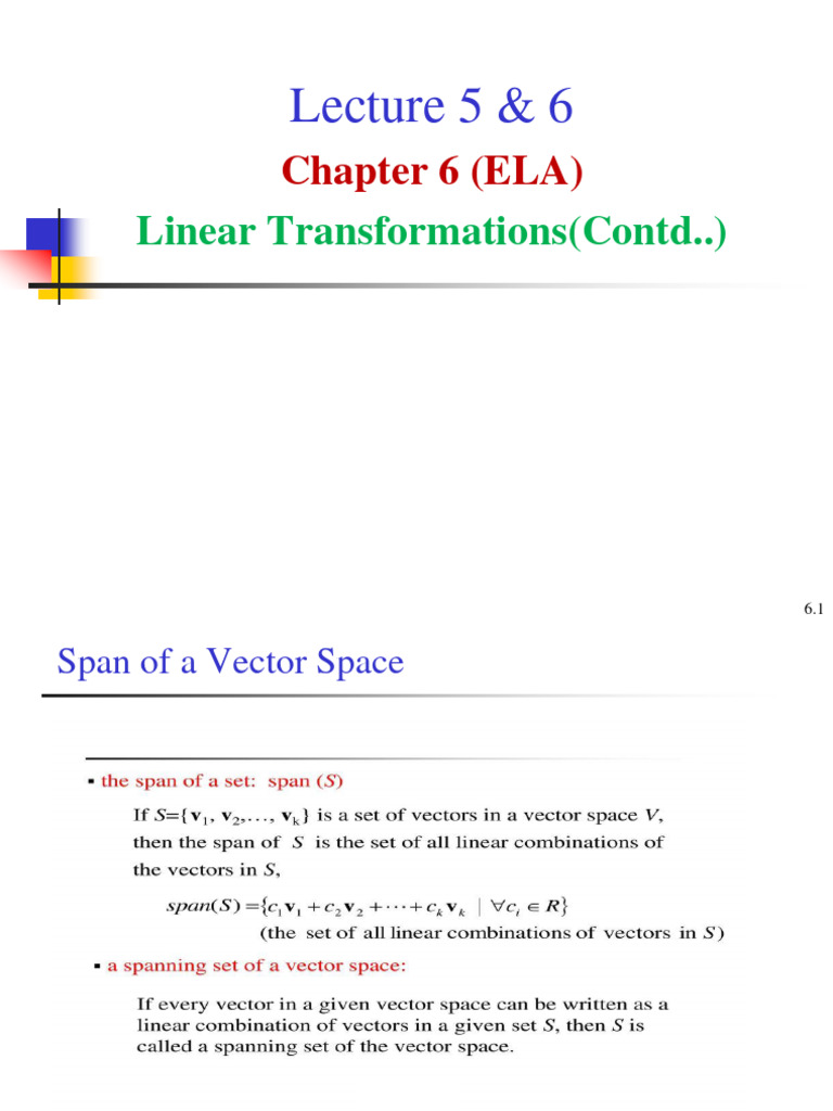 Lecture 5, 6 | PDF | Linear Map | Mathematical Objects