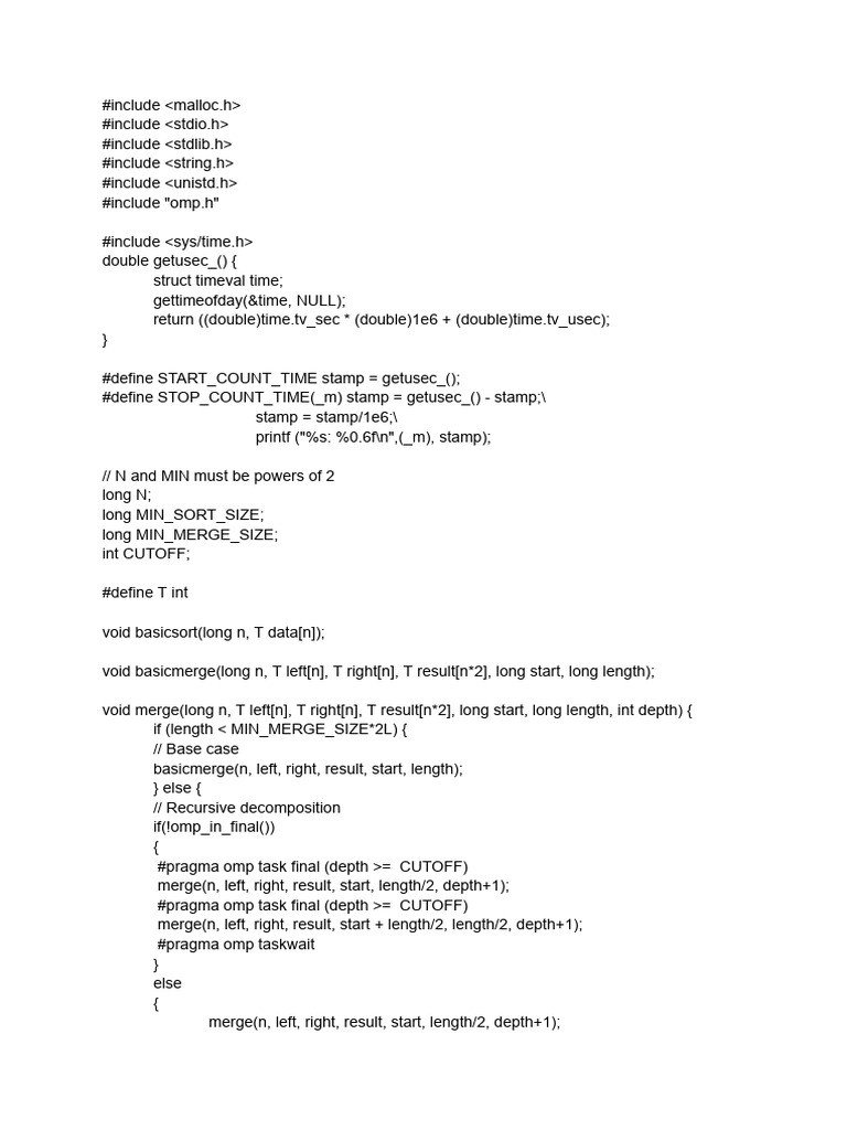 Multisort Omp Cut - Off.c | PDF | Object Oriented Programming | Computer Engineering
