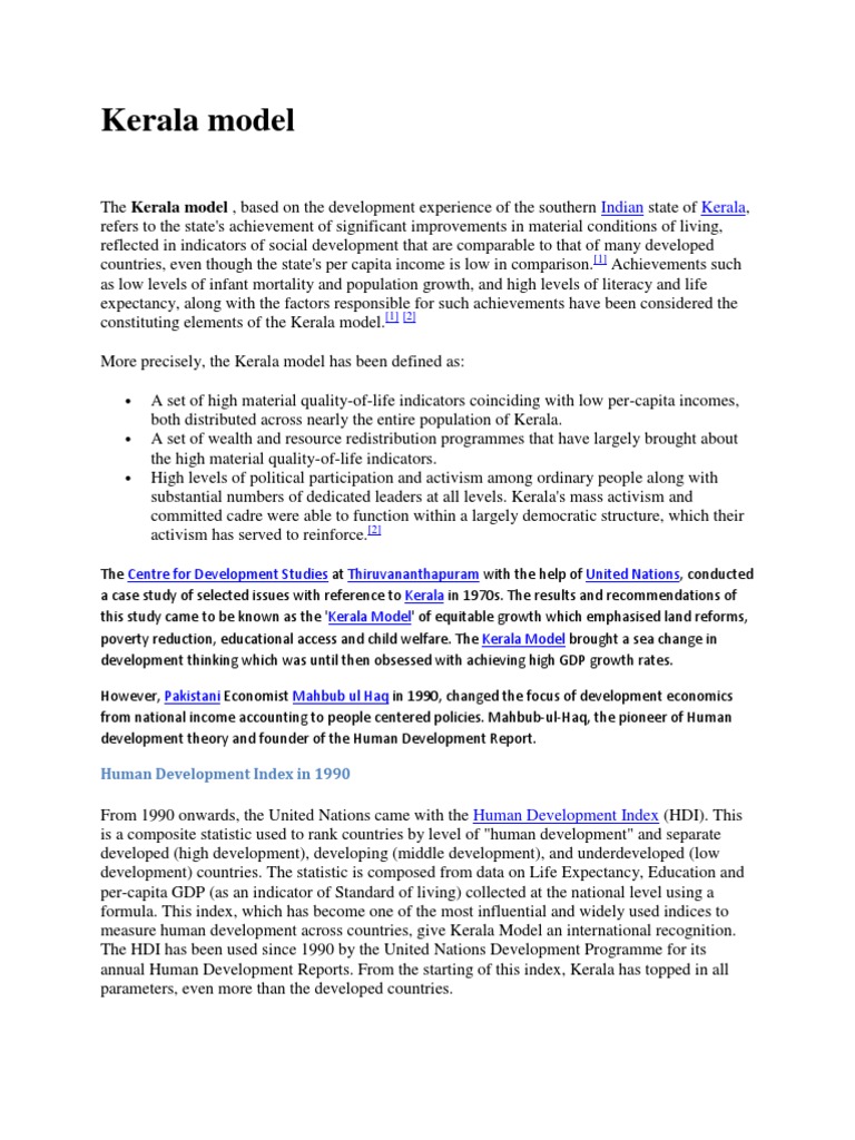 Kerala Model | PDF | Human Development Index | Public Sphere