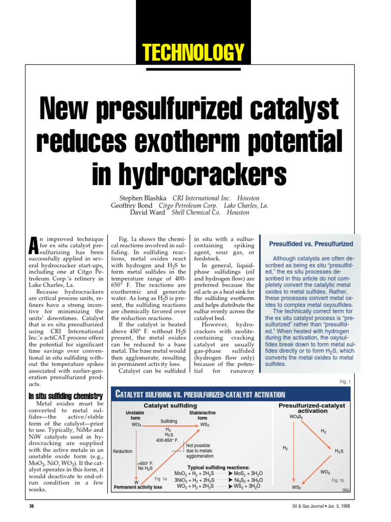 Efficient Catalyst Presulfurizing Techniques | PDF | Cracking ...