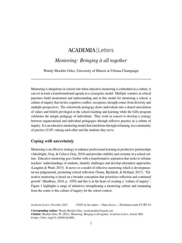 Transformative Educative Mentoring Model | PDF | Mentorship | Pedagogy