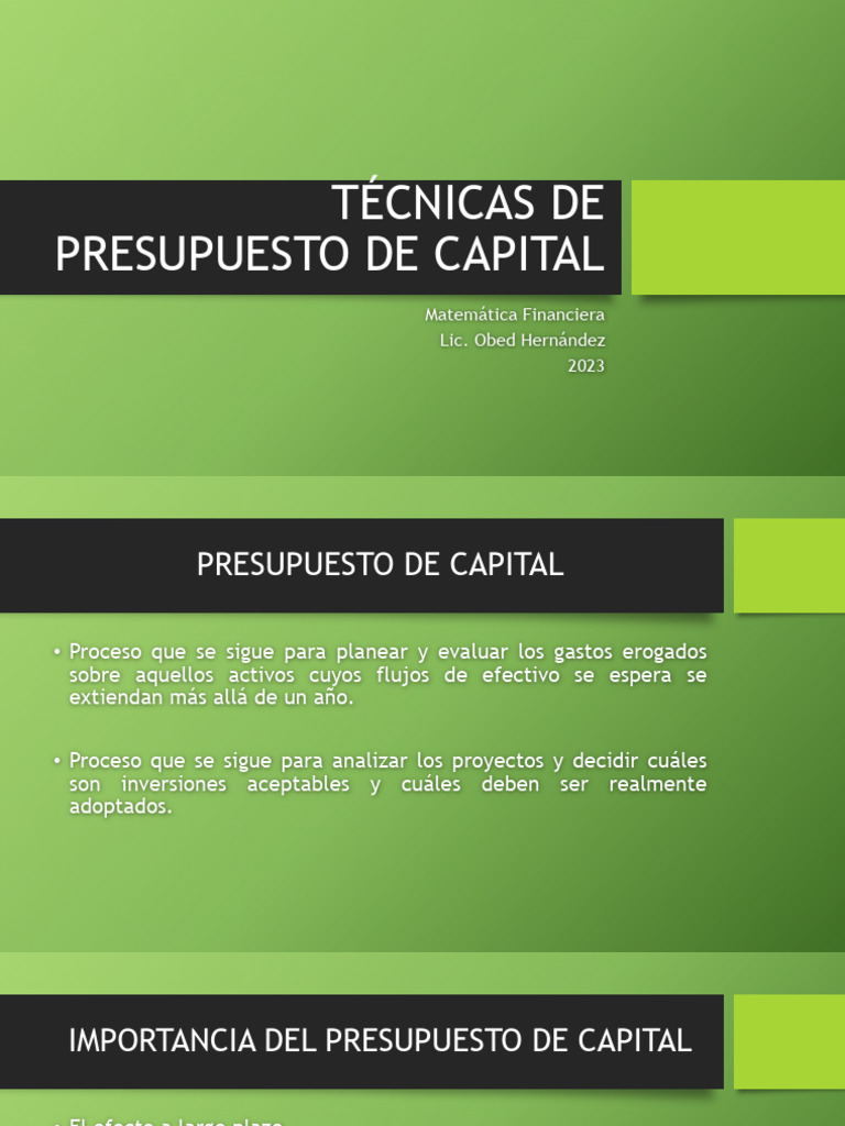 Técnicas de Presupuesto de Capital | PDF | Presupuesto | Tasa interna de retorno