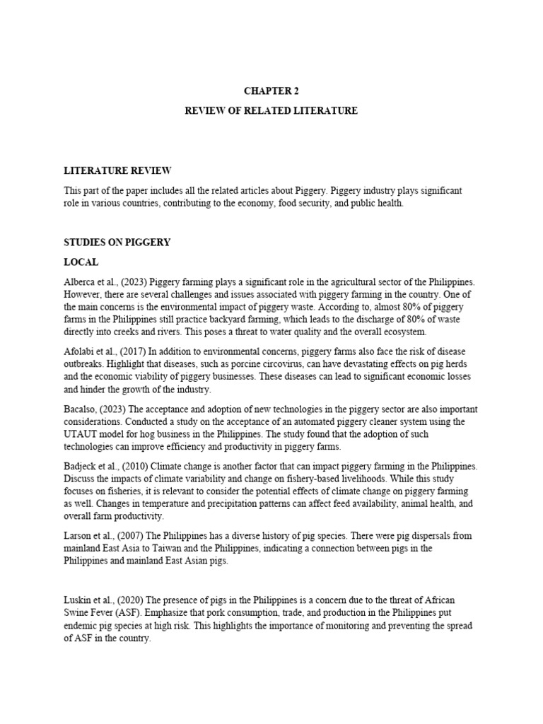 Chapter 2 RRL of Piggery | PDF | Agriculture | Pig