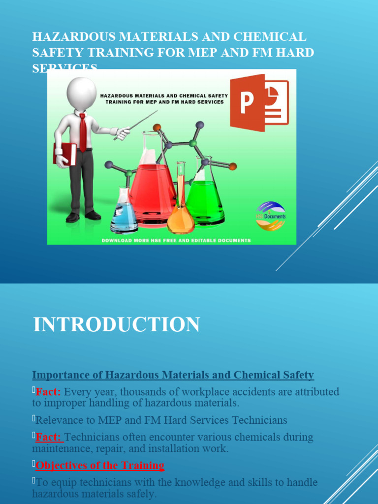 Hazardous Materials and Chemical Safety Training For Mep and FM Hard ...