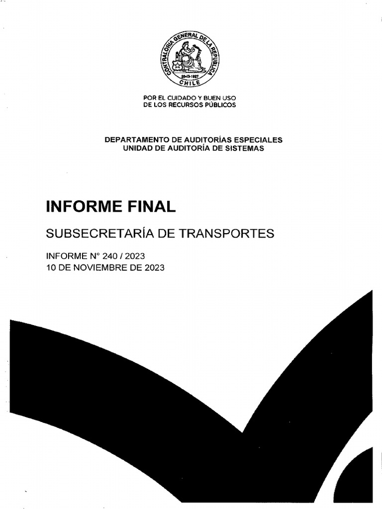 Informe Final N 240-2023 Subsecretaria de Transportes Sobre Revisión Al ...