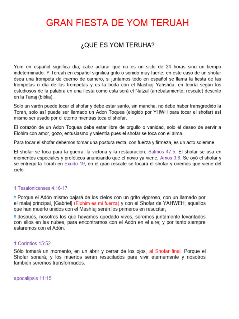 Significado y Rituales de Yom Teruah | PDF | Tetragrammaton | Yahvé
