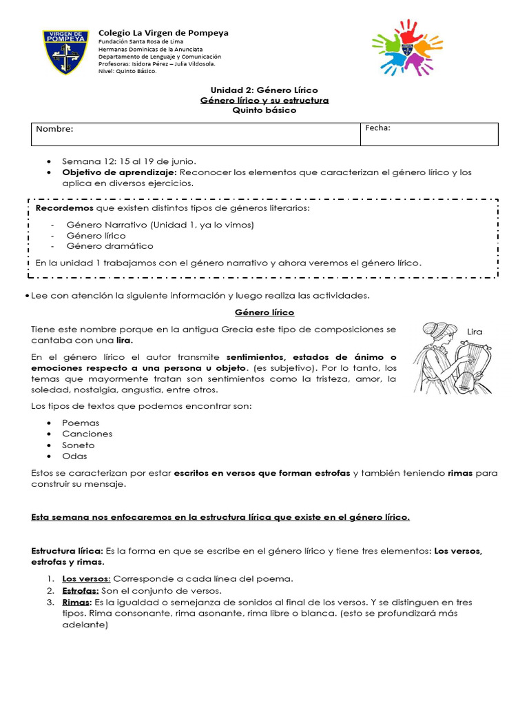 Unidad 2 Semana 12 Poemas AC | PDF | Rima | Fonética