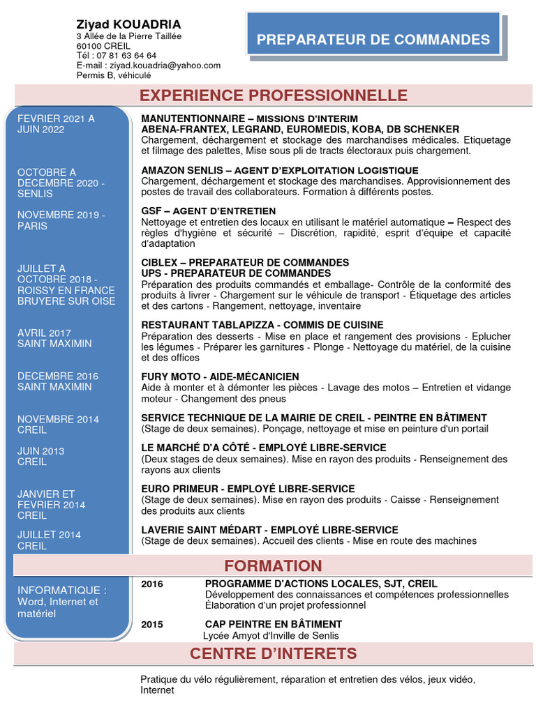 CV Ziad | PDF | Transport