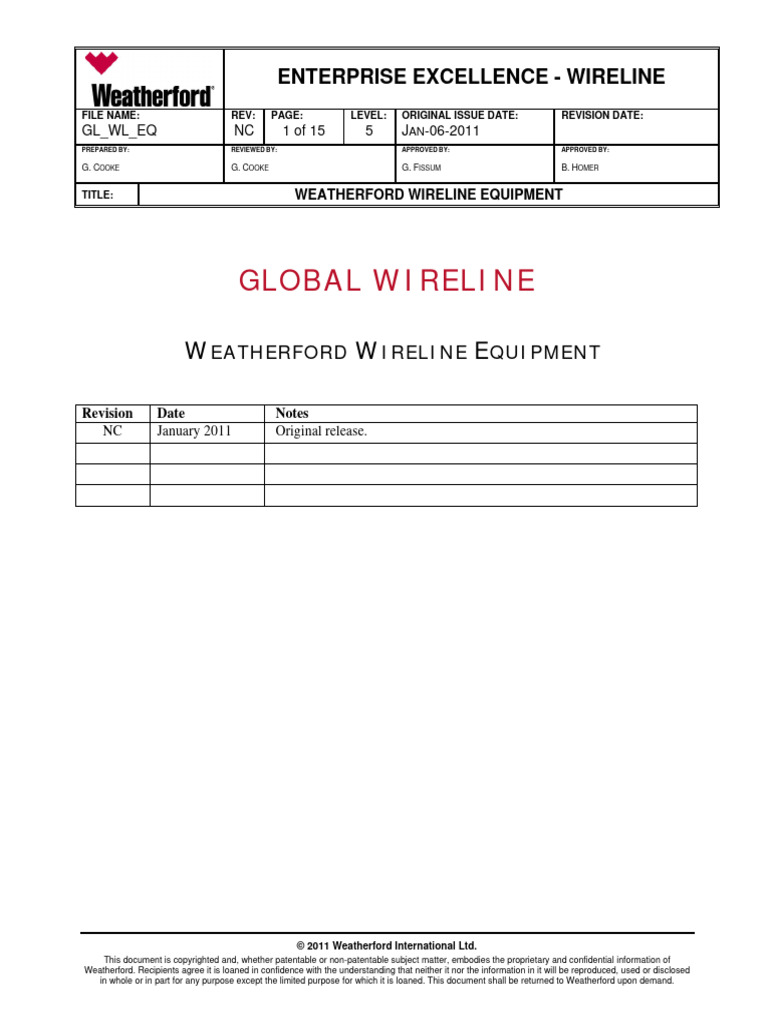 0 Weatherford Wireline Equipment | PDF | Physical Sciences | Equipment