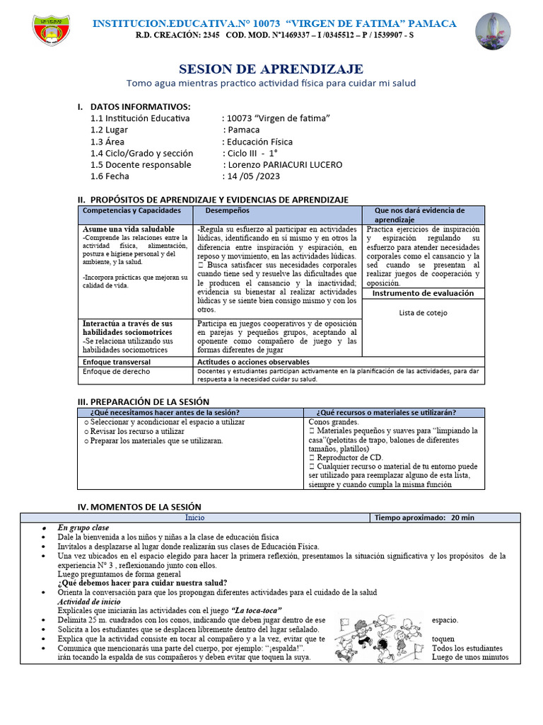 Sesion de Aprendizaje 1° y 2° I | PDF | Aprendizaje | Respiración