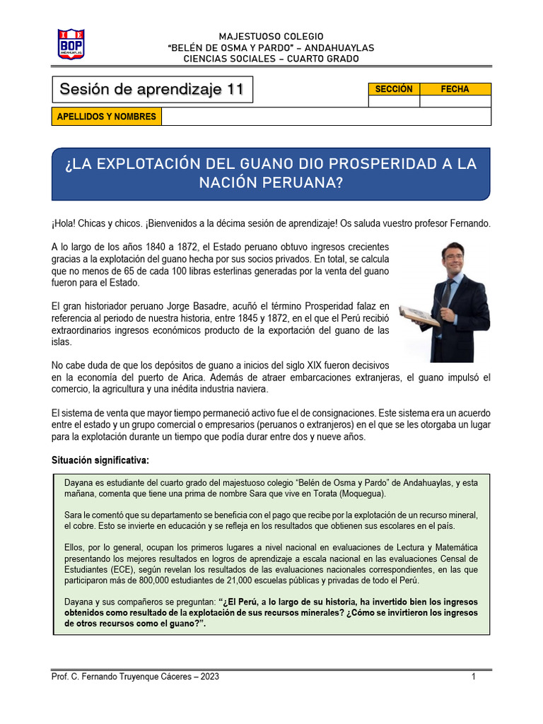 Ficha de Aprendizaje Eda 5 - 4to. Grado (13-11-2023) | PDF | Perú | Aprendizaje