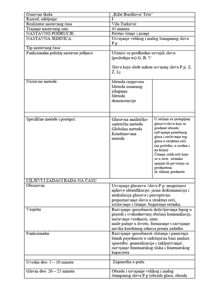 Priprema Za Čas - Vila Turković | PDF