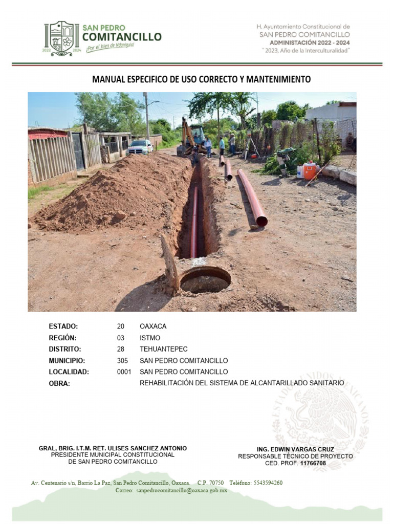 EJEMPLO DE MANUAL DE OPERACION | PDF | Alcantarillado | Agua