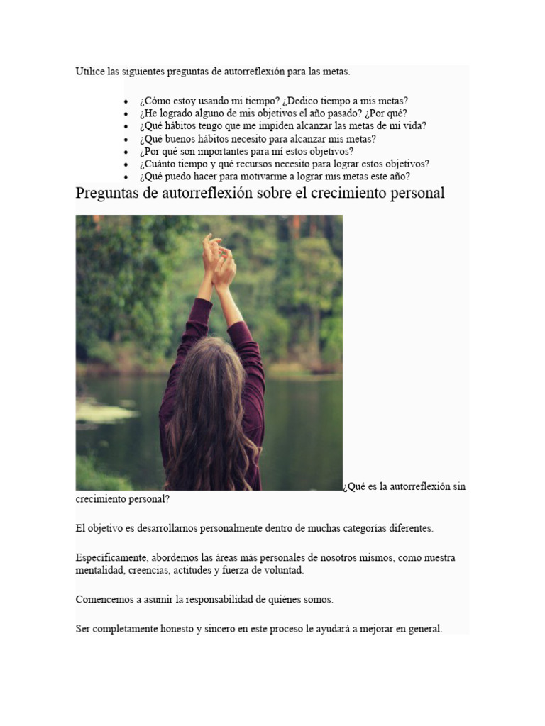 Preguntas para la autorreflexión personal | PDF | Sicología
