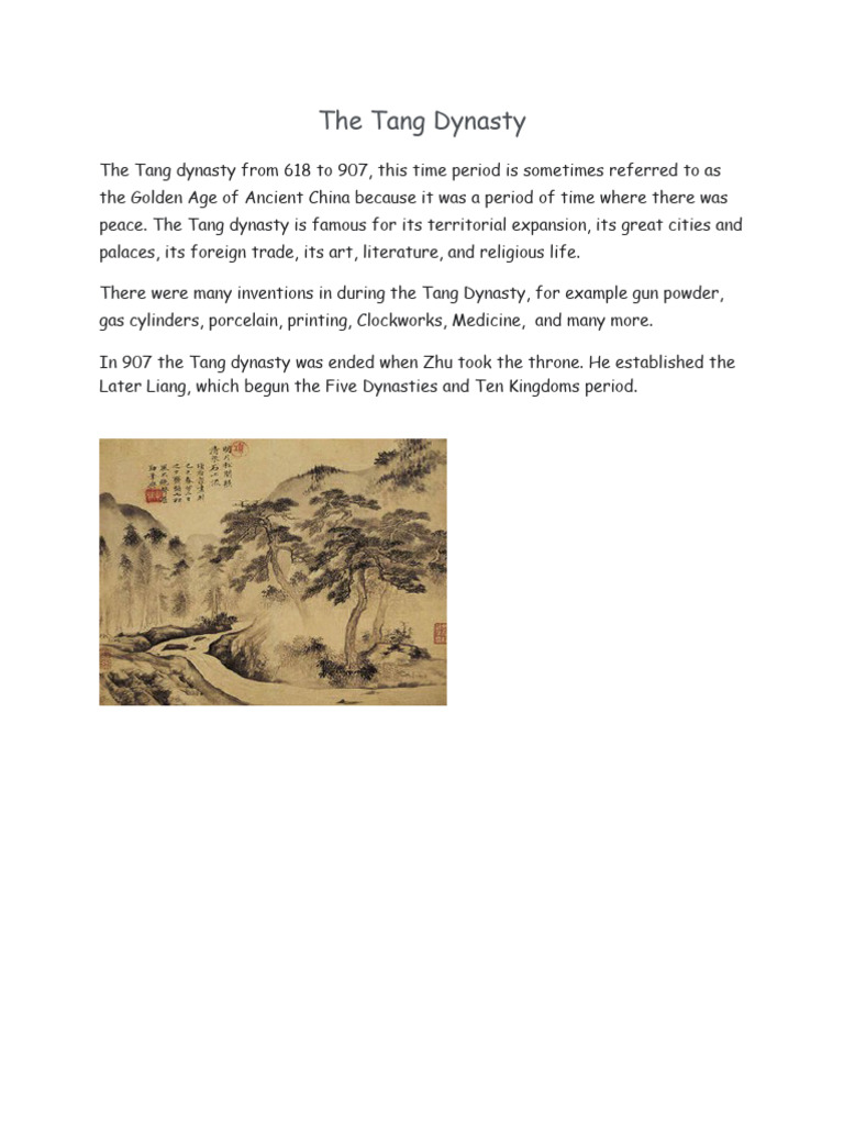 Overview of the Tang Dynasty | PDF