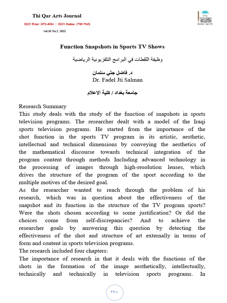 Ojs-Admin,+وظيفة اللقطات في البرامج التلفزيونية الرياضية | PDF | Methodology | Cognition