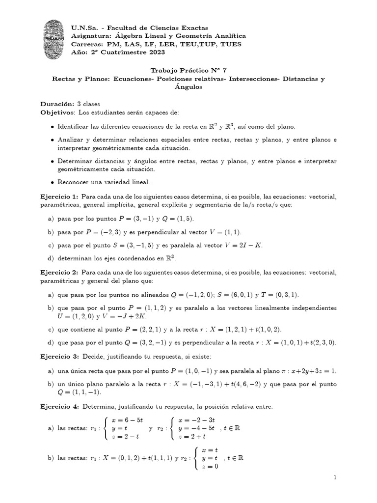 TP7 | PDF | Vector Euclidiano | Ecuaciones
