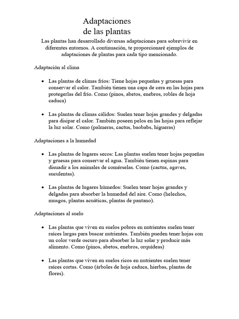 Adptaciones de Las Plantas | PDF | Hoja | Plantas