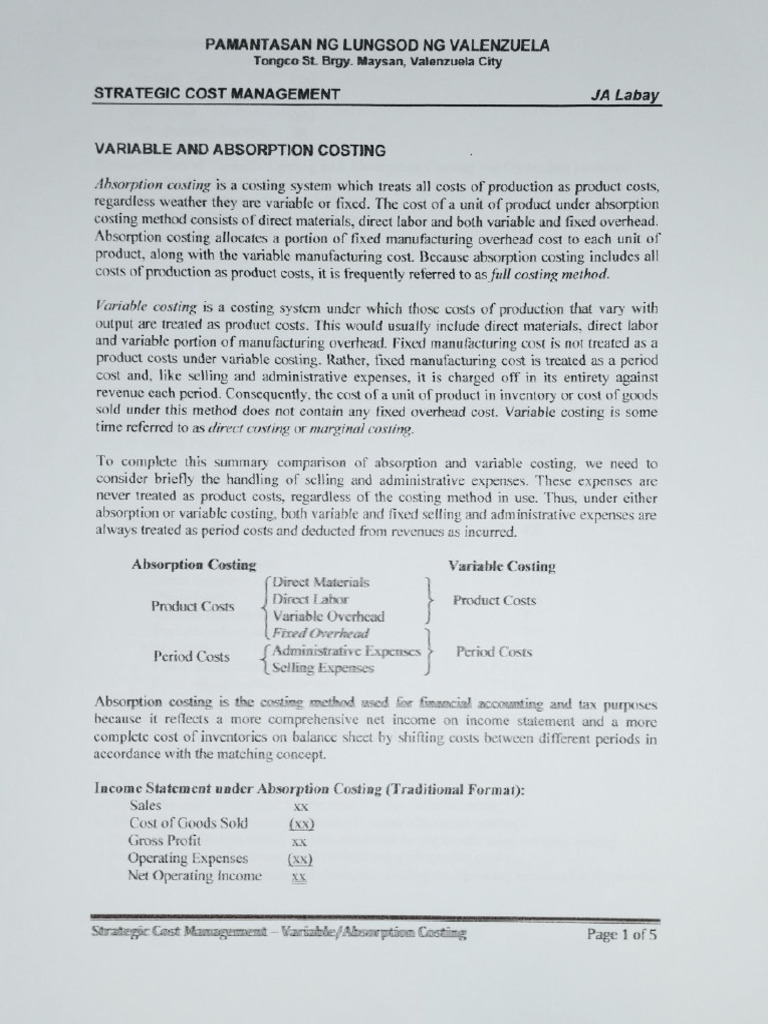 Mac 2 Variable Absorption Costing | PDF