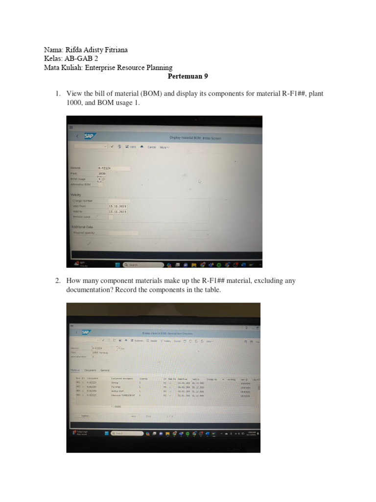 View The Bill of Material (BOM) and Display Its Components For Material ...